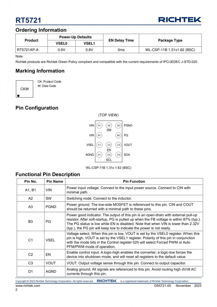 RT5721 technical document page 2