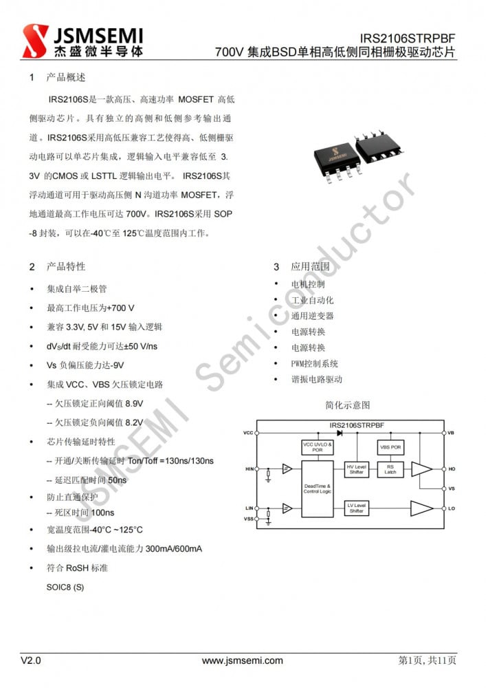 IRS2106STRPBF-JSM datasheet page 1