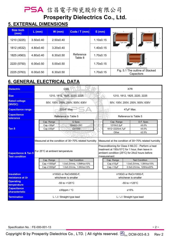 PSA FE Series specification page 4