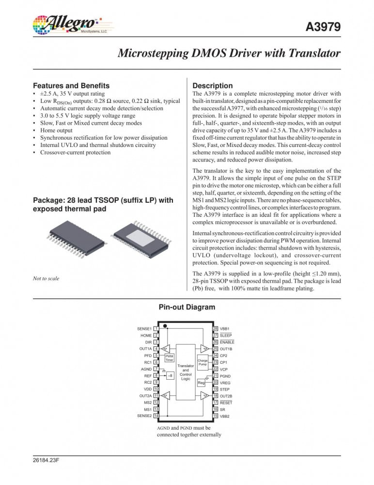 A3979 datasheet page 1