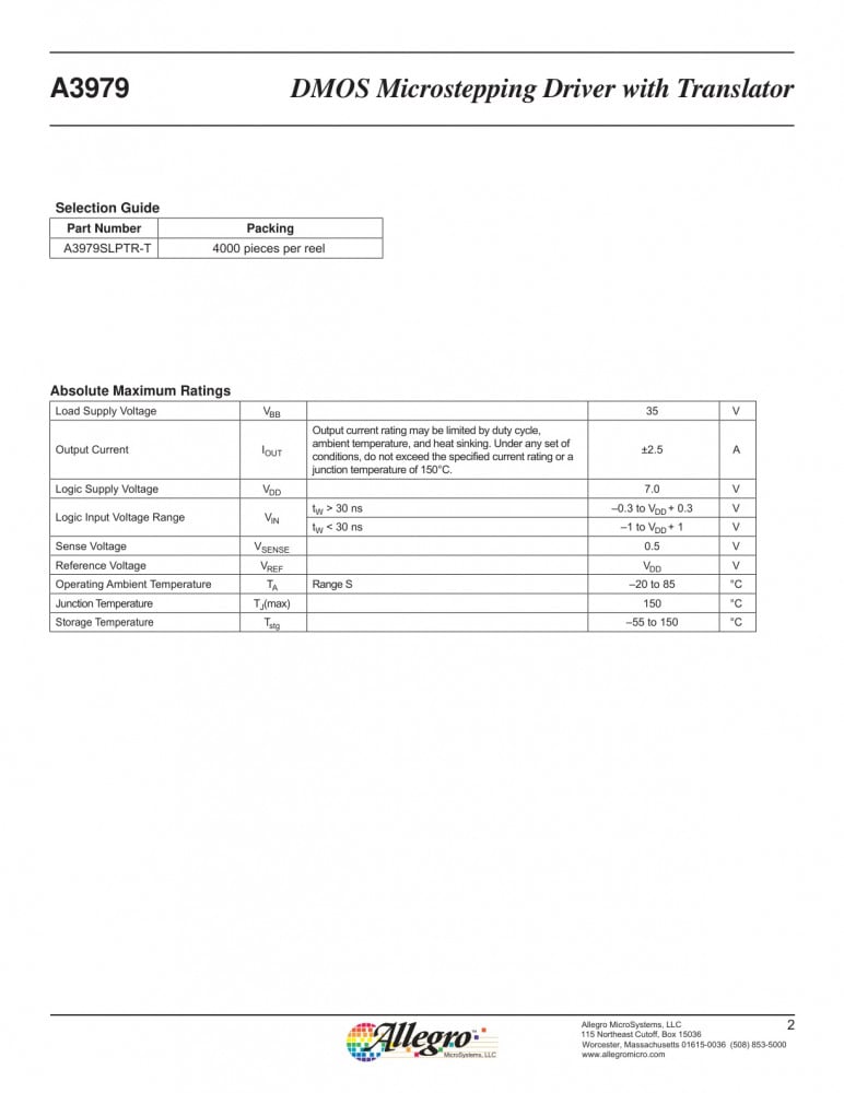 A3979 datasheet page 2