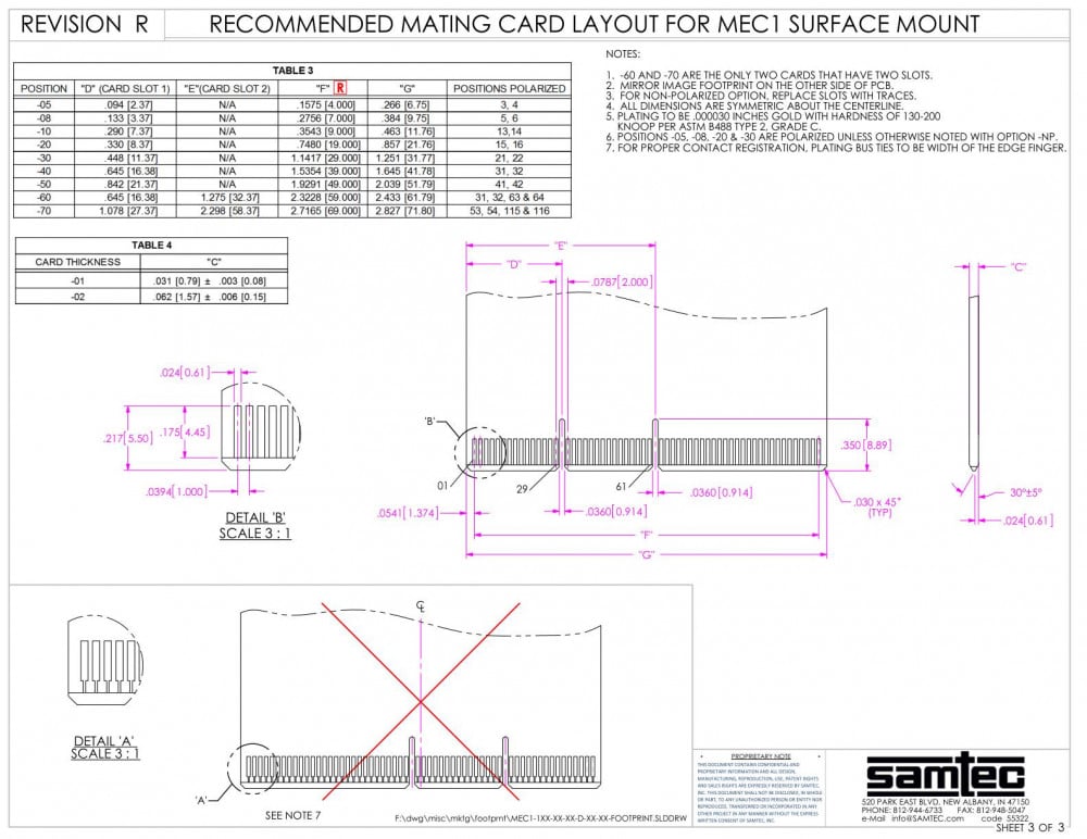 Samtec MEC1 drawing page 3