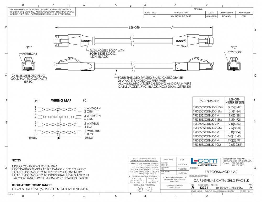 L-com TRD855SCRBLK-5M product documentation
