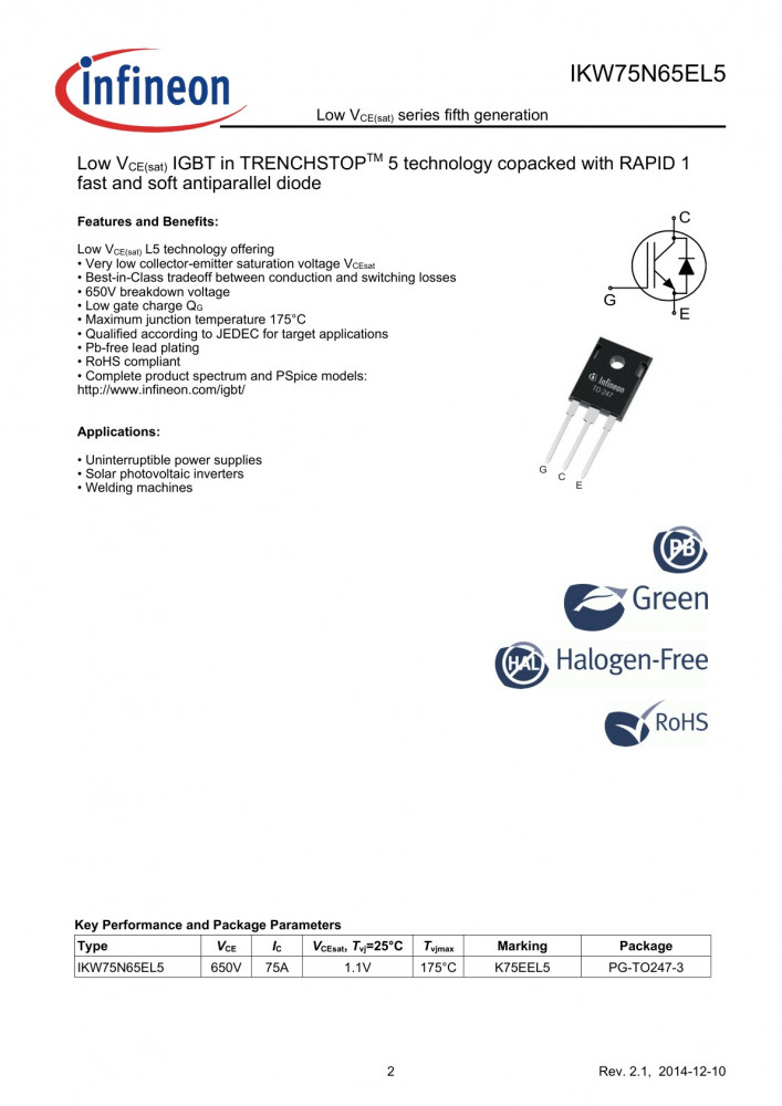 IKW75N65EL5 datasheet page 2