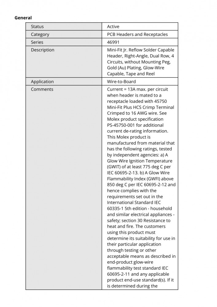 Technical document page 2 for MOLEX 469913004