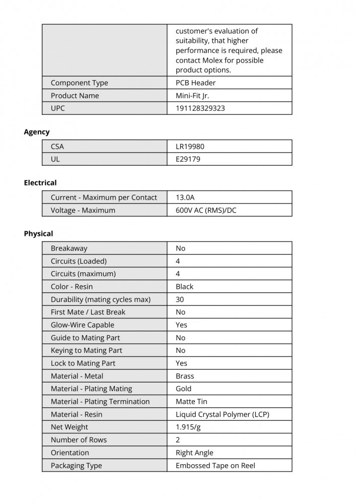 Technical document page 3 for MOLEX 469913004