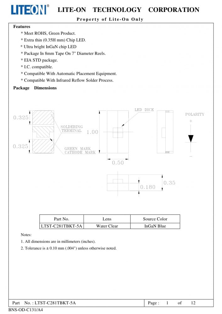 LTST-C281TBKT-5A datasheet page 2