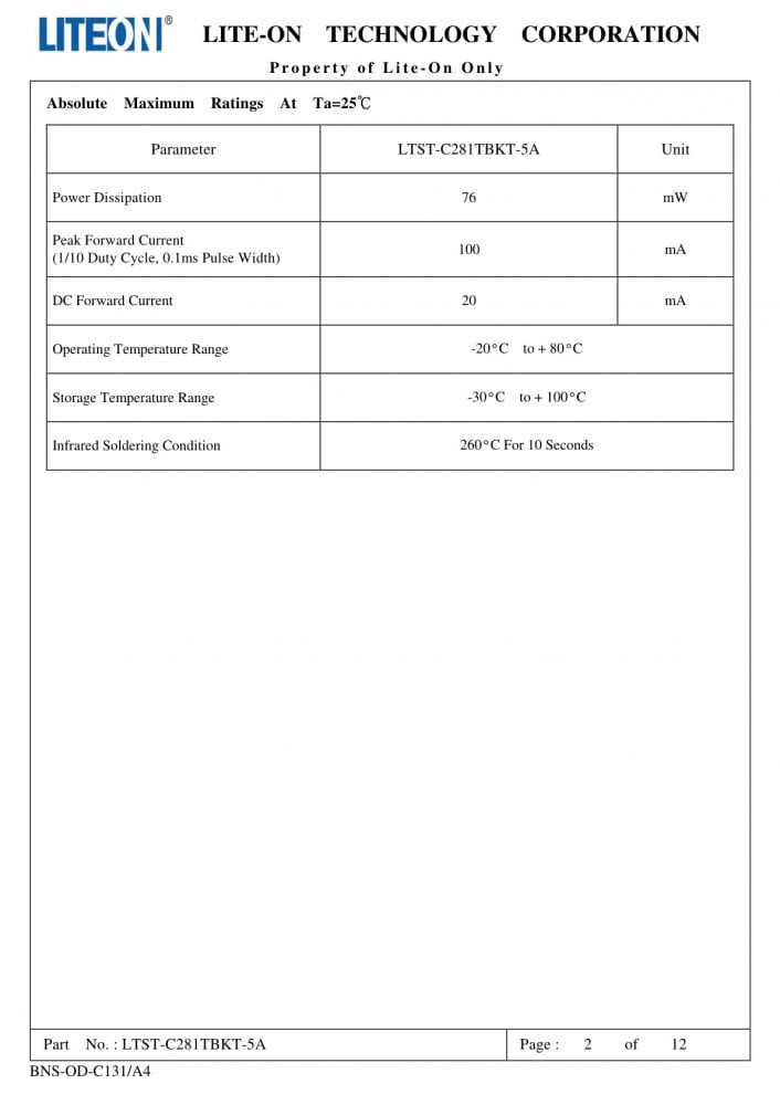 LTST-C281TBKT-5A datasheet page 3