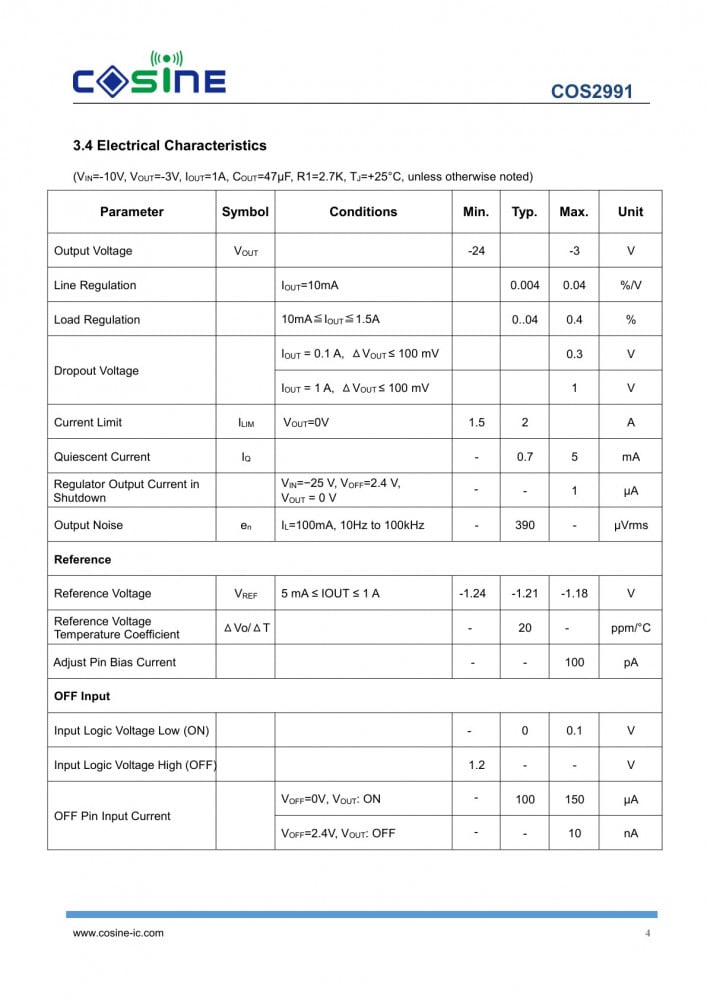 COS2991S datasheet page 4