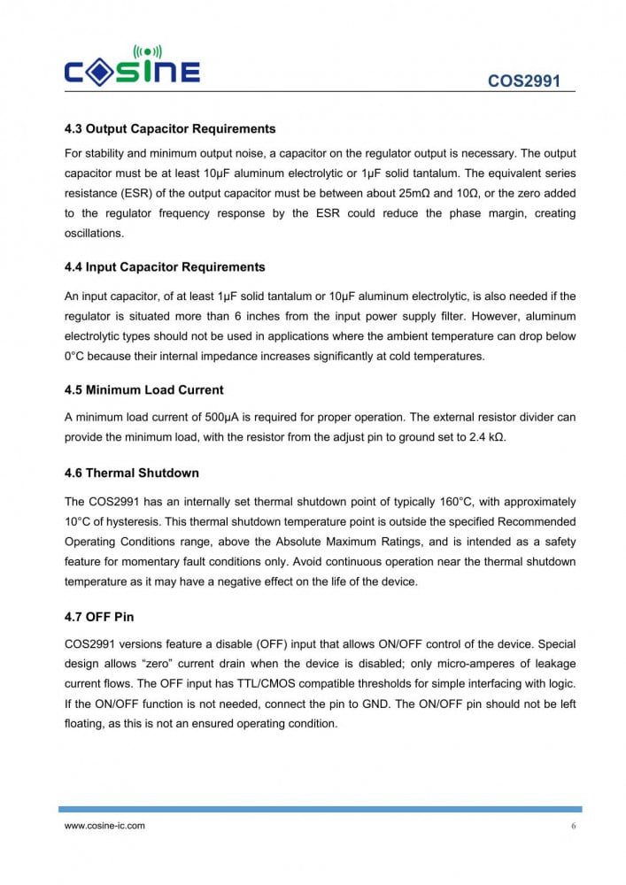 COS2991S datasheet page 6