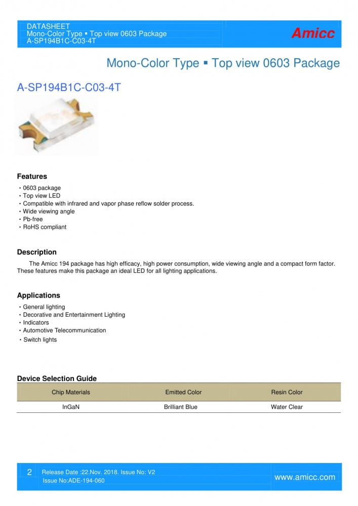A-SP194B1C-C03-4T datasheet page 2