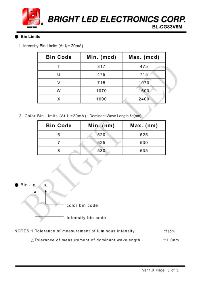 BL-CG83V6M datasheet page 3