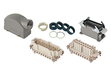 Heavy-Duty Connector Kit, 10 Pole, Series S-E Female-Male Inserts, Pg16 Metal Cable Gland, Pg16 Die-cast Aluminum Hood-Side Entry, Surface Mount  Housing-Vertical, 2 Lever, Size 10B «57x27», Grey for sale