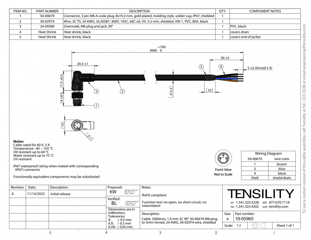 Technical product drawing for Tensility International 10-05965