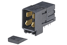 Impact 3 Pair, Right-Angle Power Header, Board lock for 2.75 to 3.75mm PCB thickness, Blade A1 & A2 Length 6.90mm, Blade B1 & B2 Length 5.70, Press-Fit, LCP, Glass Filled UL94-V0, Black, Tray Packaging, Lead-Free for sale