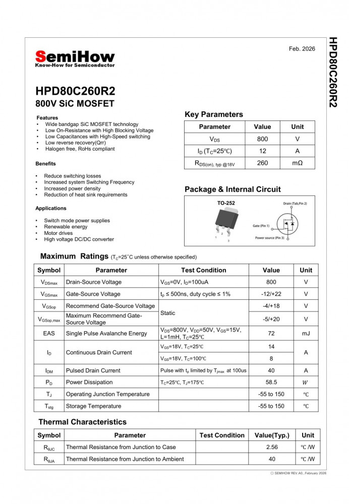 HPD80C260R2 datasheet page 1