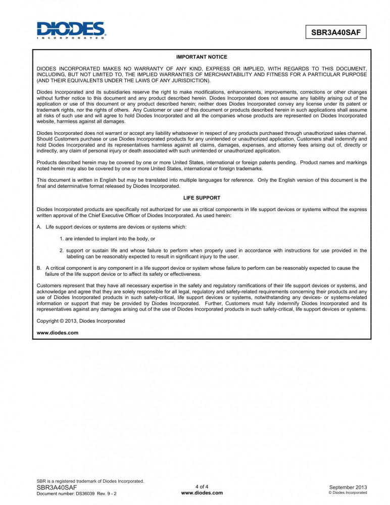SBR3A40SAF-13 datasheet page 4