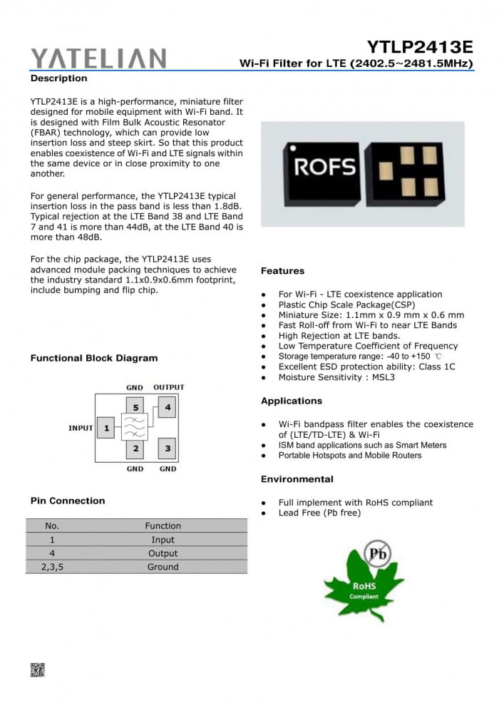 YTLP2413E datasheet page 1