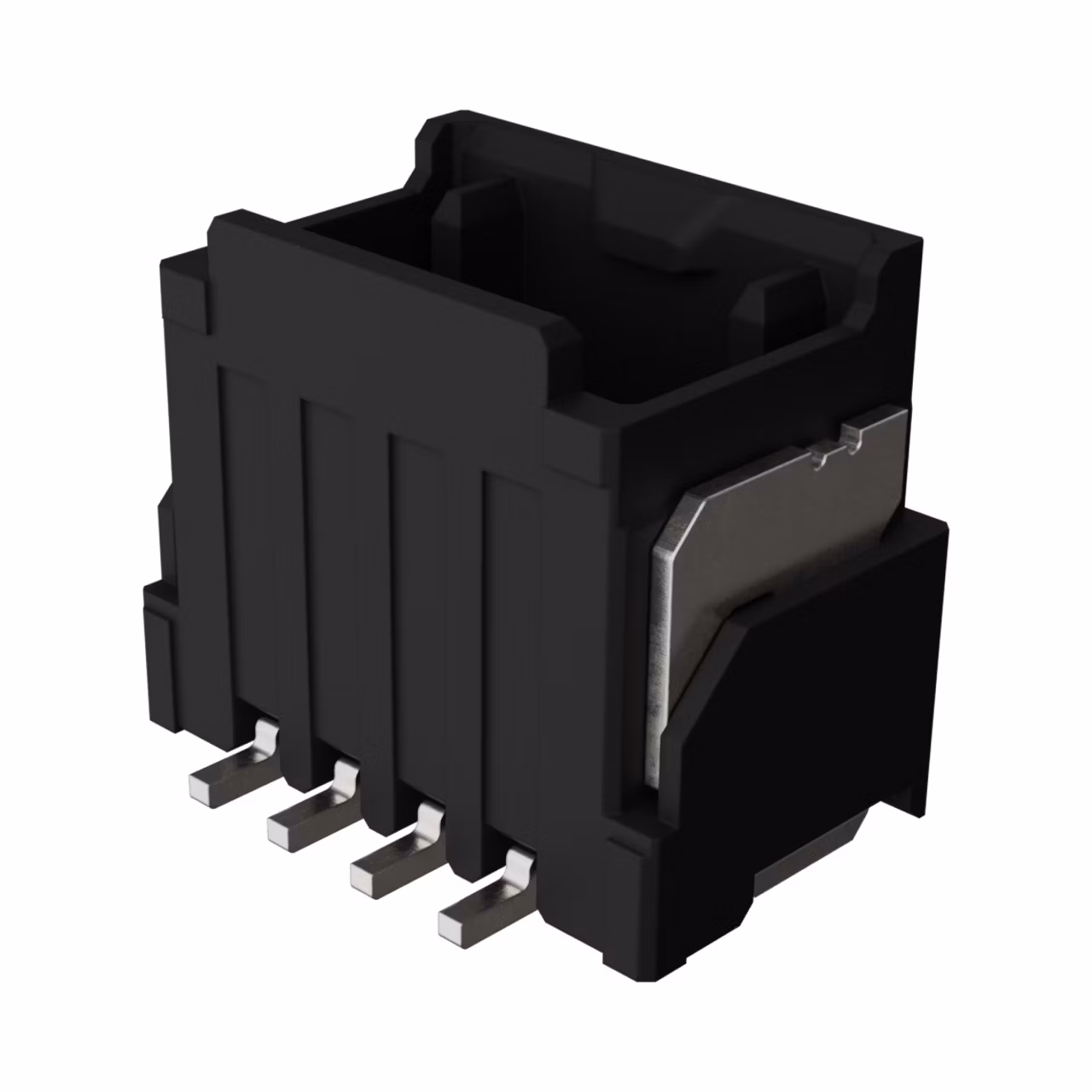 Micro-One Wire-to-Board Header, Vertical, 2.00mm Pitch, Single Row, Glow-Wire Capable, Surface Mount, 4 Circuits, Gold Plating, Black, with Potting Capability for sale
