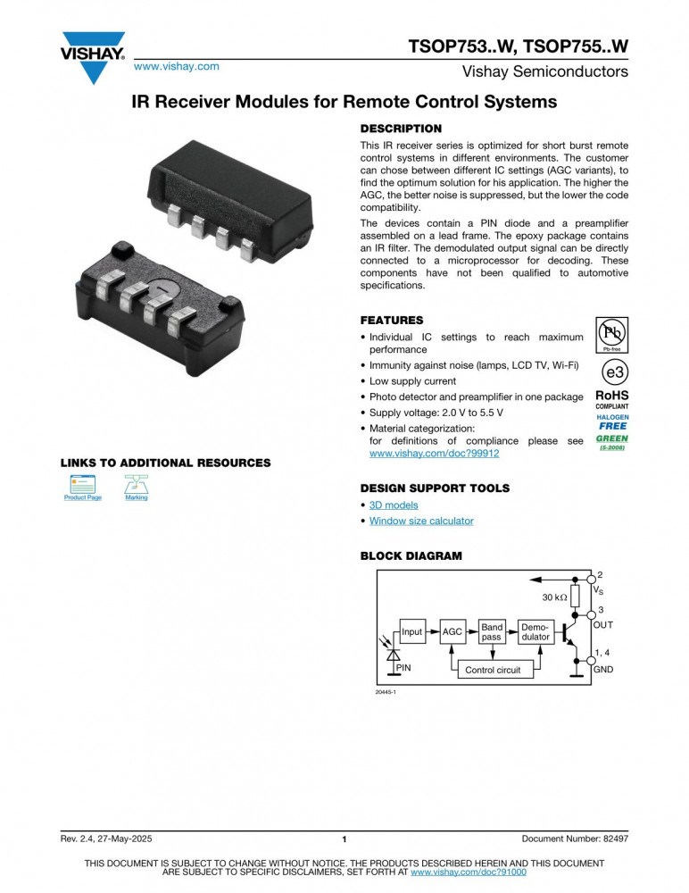 TSOP75338WTT technical document page 1