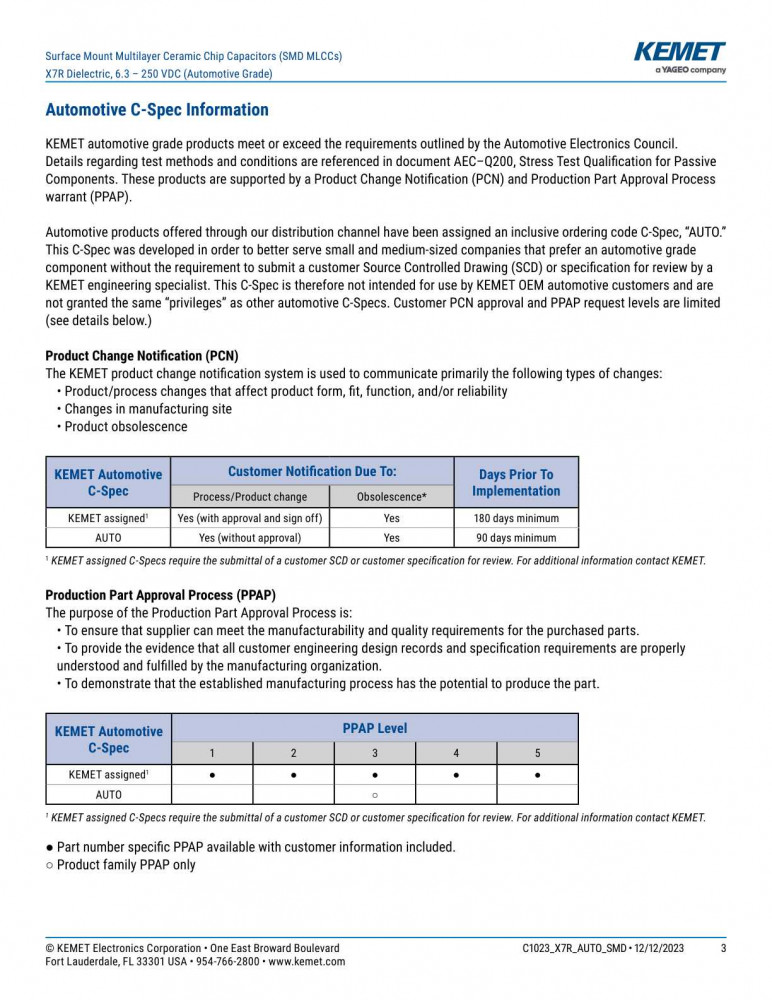 KEMET automotive X7R datasheet page 3