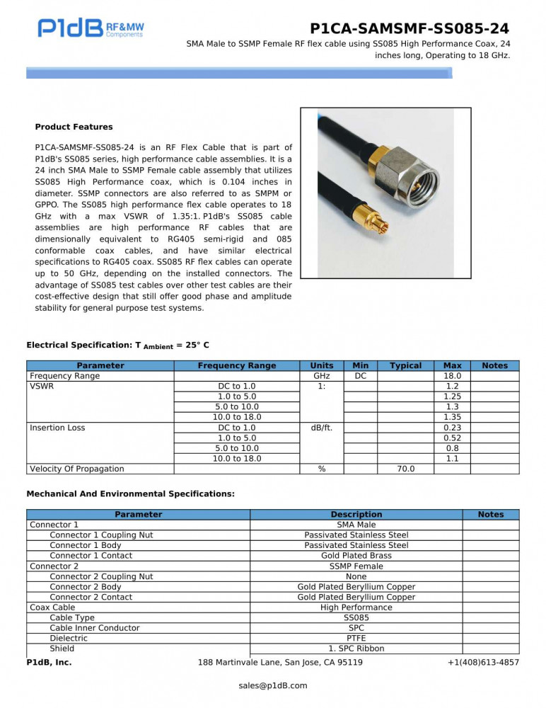 P1CA-SAMSMF-SS085-24 product document image, page 1
