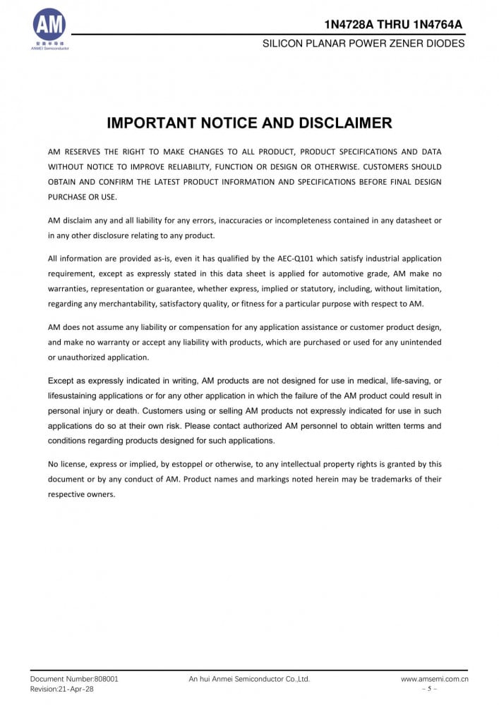 amsem 1N4740A datasheet page 5