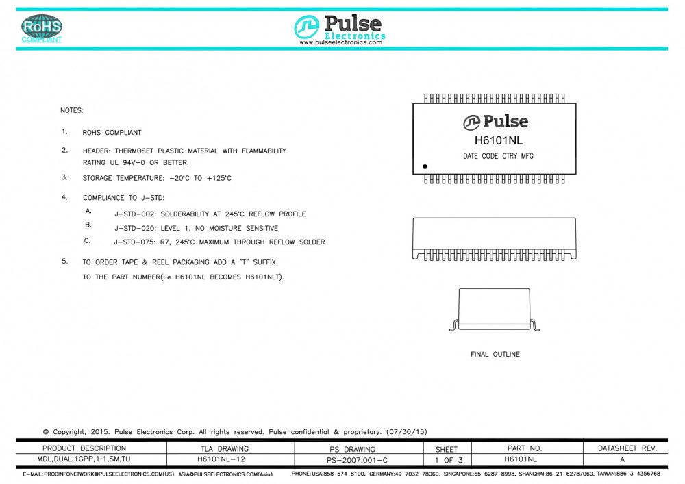 H6101NL datasheet page 1