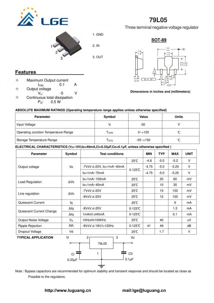 LGE 79L05 datasheet page 1