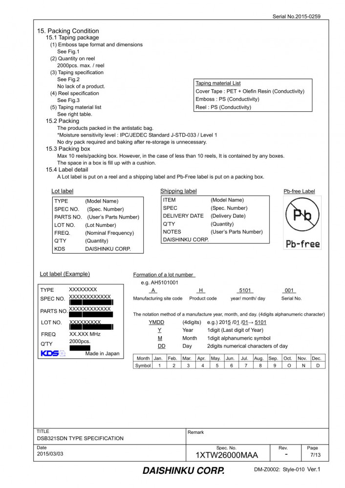 KDS 1XTW26000MAA specification page 8