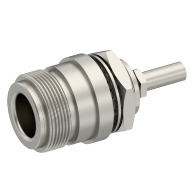N / STRAIGHT JACK FEMALE CRIMP TYPE FOR 2.6/50 S CABLE NICKEL FRONT MOUNT|PANEL SEALED for sale