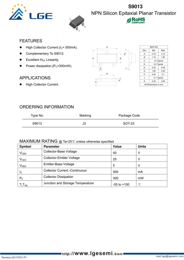 LGE S9013 datasheet page 1