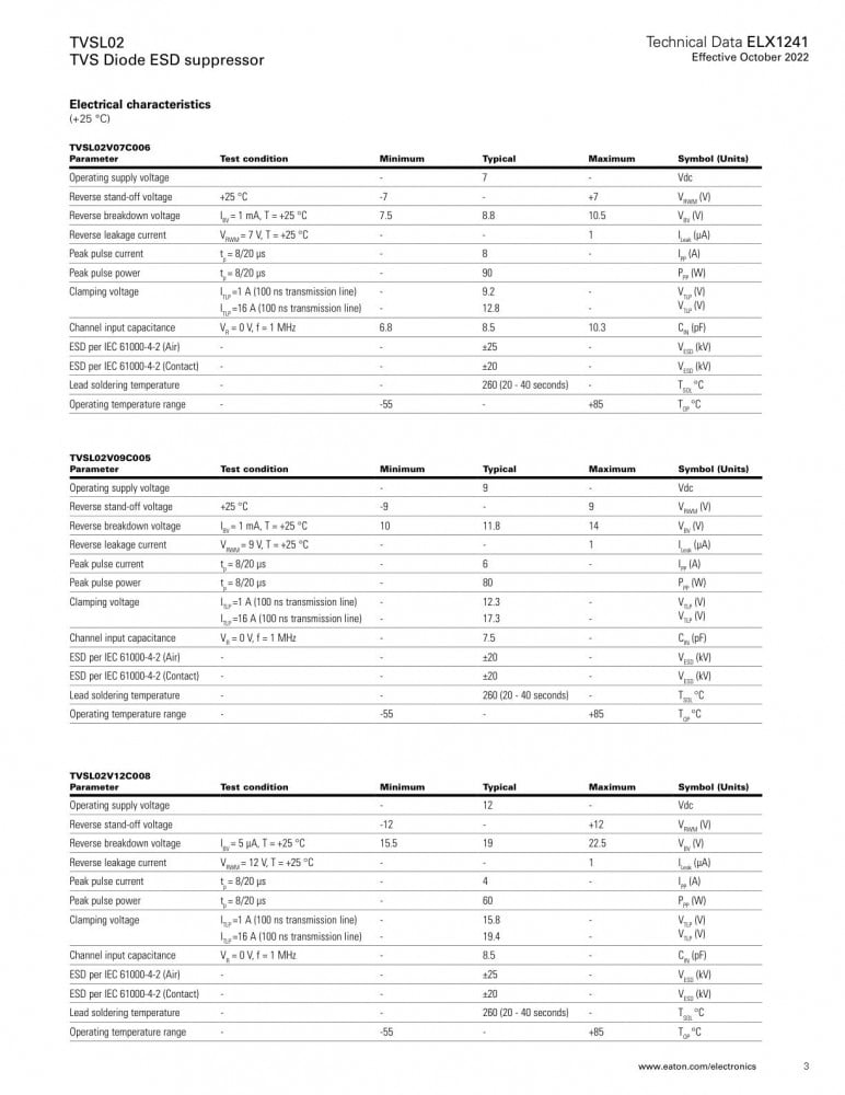 EATON TVSL02 datasheet page 3