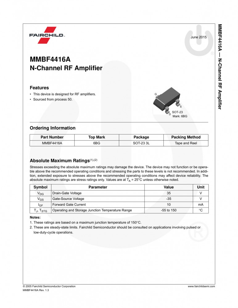 MMBF4416A datasheet page 2