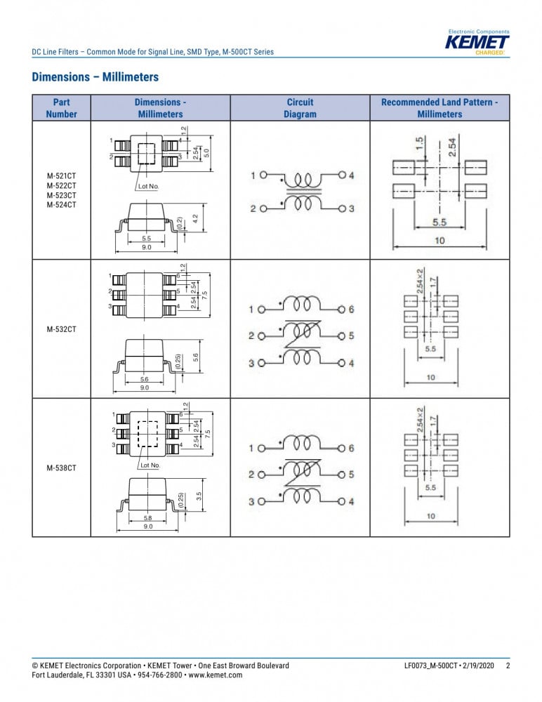 KEMET M-522CT datasheet page 2