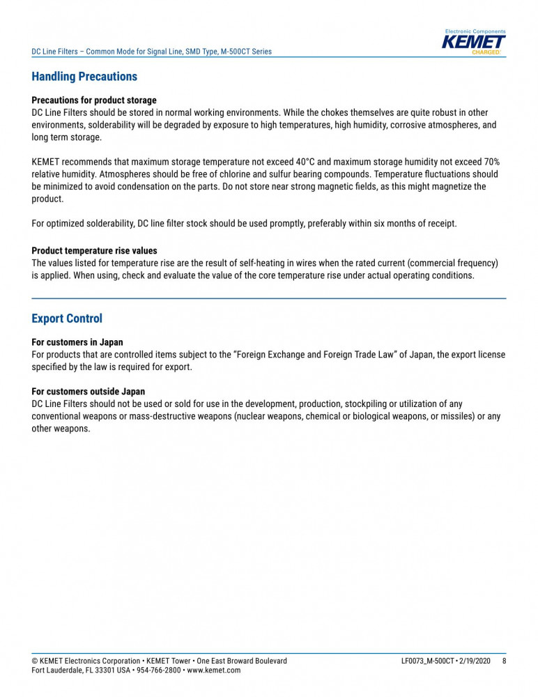 KEMET M-522CT datasheet page 8