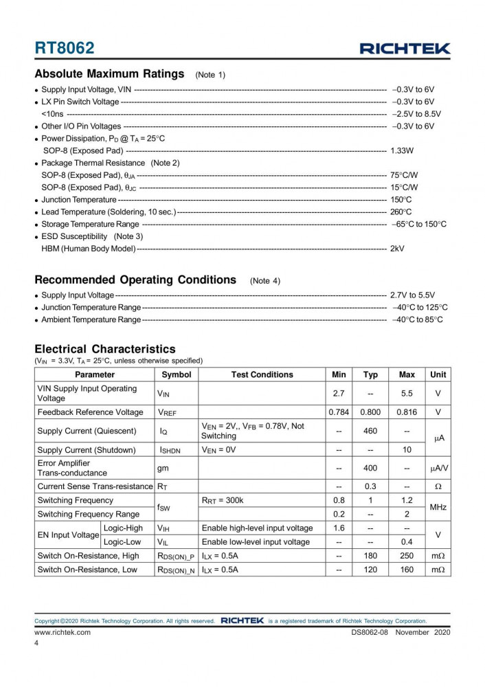 RT8062 datasheet page 4