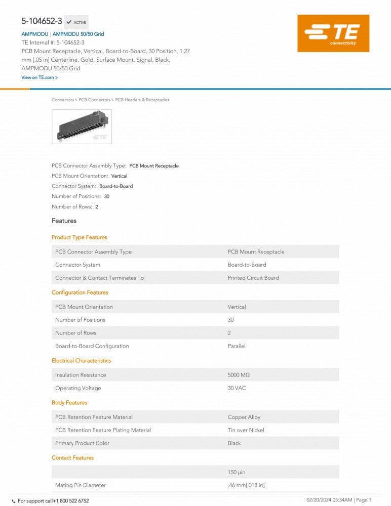 TE Connectivity 5-104652-3 document page 1