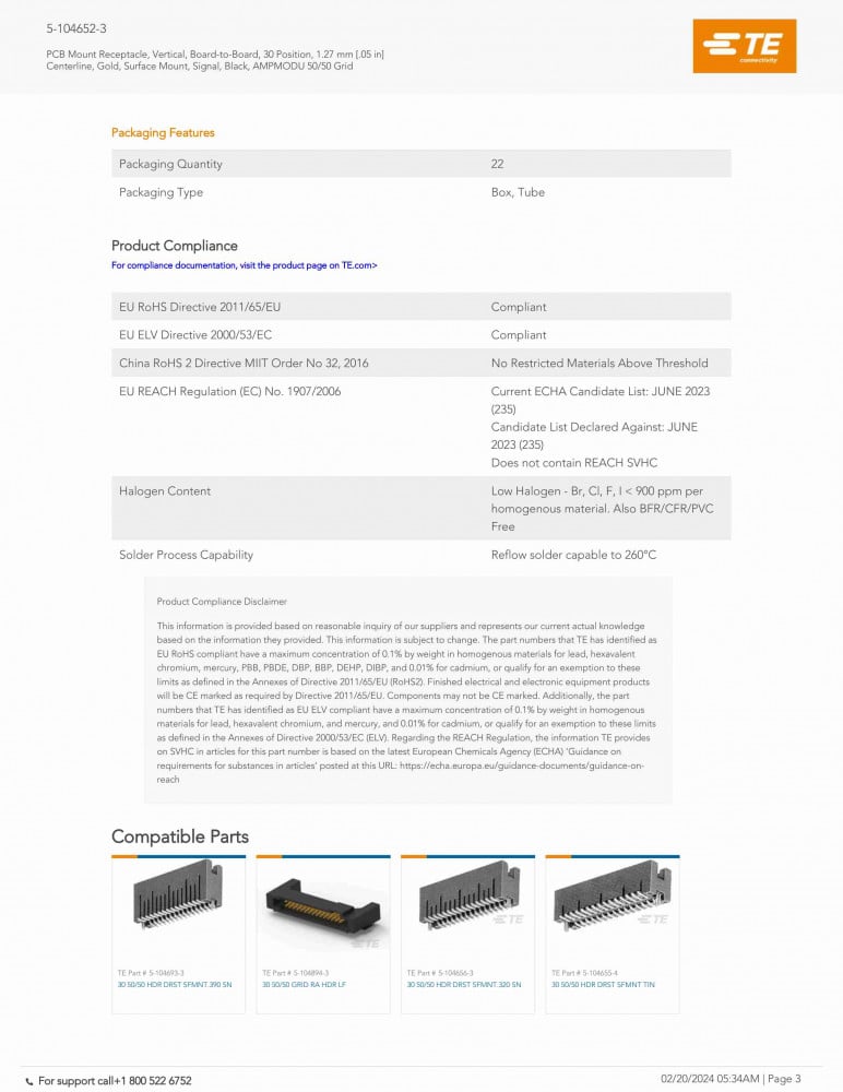 TE Connectivity 5-104652-3 document page 3