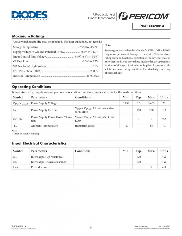 PI6CB332001AZXBIEX datasheet page 10