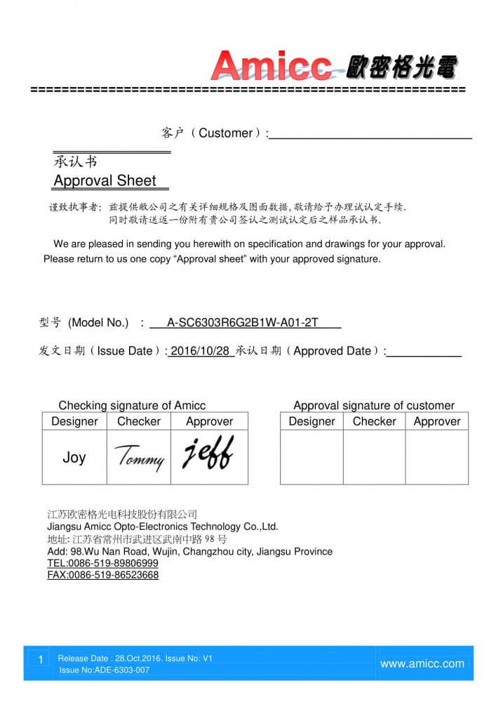 A-SC6303R6G2B1W-A01-2T datasheet page 1