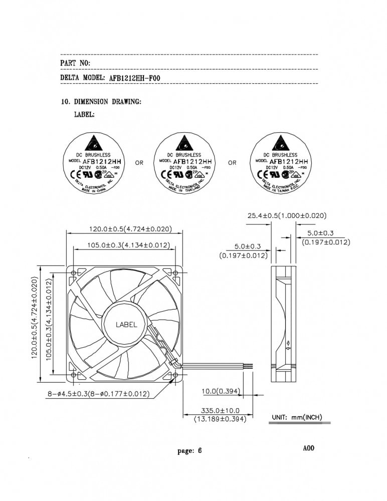 AFB1212HH-F00 mechanical drawing