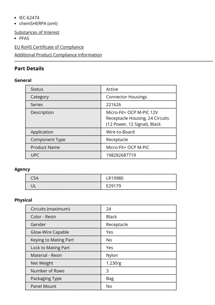 MOLEX 2216260121 technical document preview, page 2