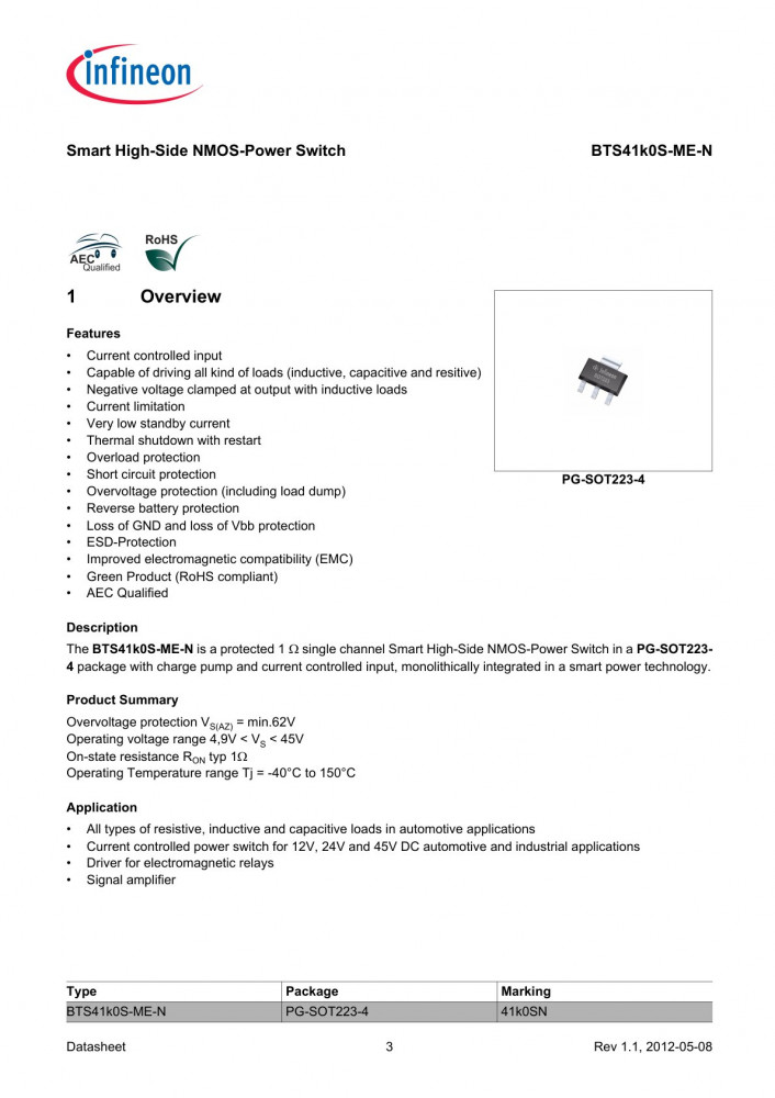 BTS41K0S-ME-N datasheet page 3