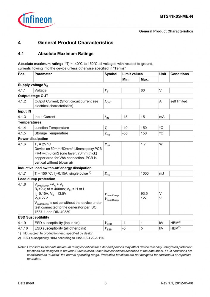 BTS41K0S-ME-N datasheet page 6