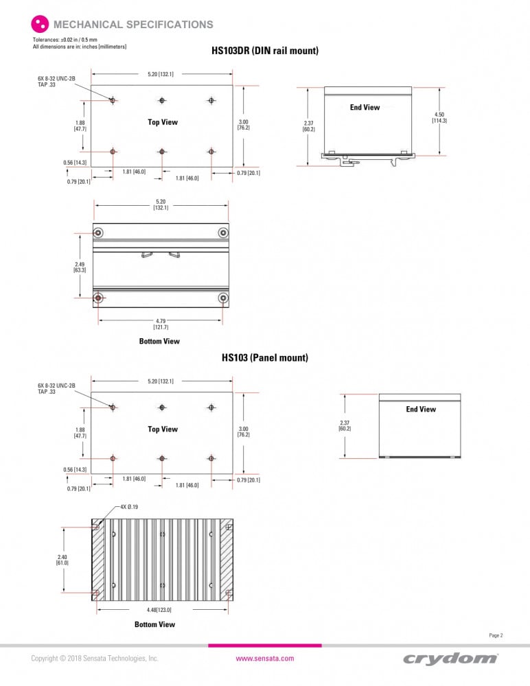 HS103DR technical document page 2