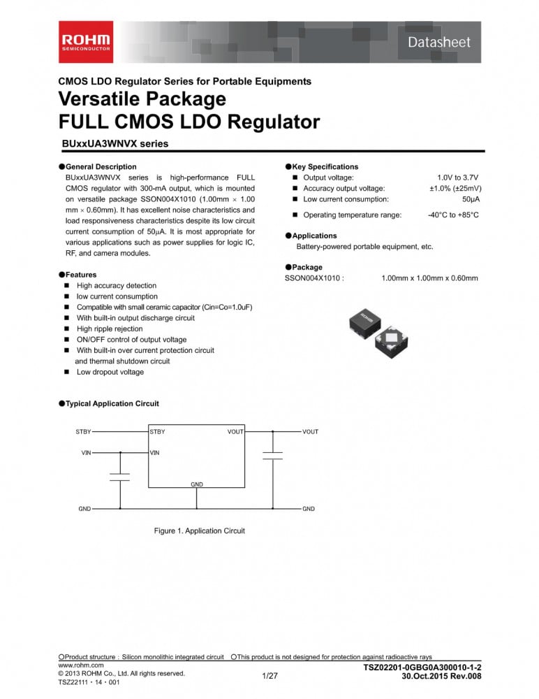 ROHM BU33UA3WNVX-TL technical document page 1