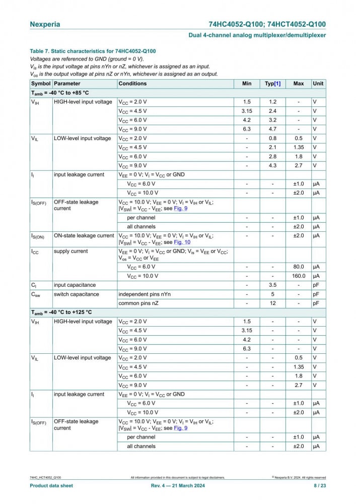 74HCT4052D-Q100 datasheet page 8