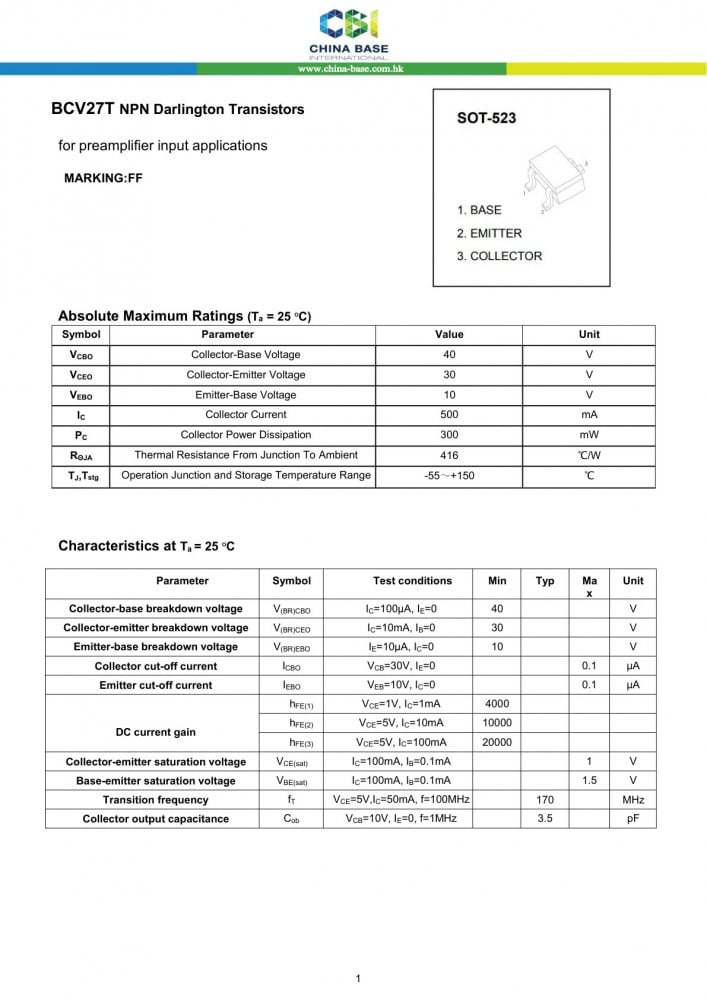 BCV27T datasheet page 1