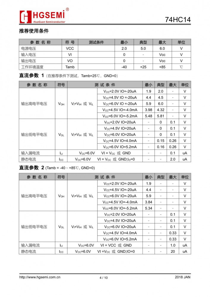 74HC14M/TR datasheet page 4